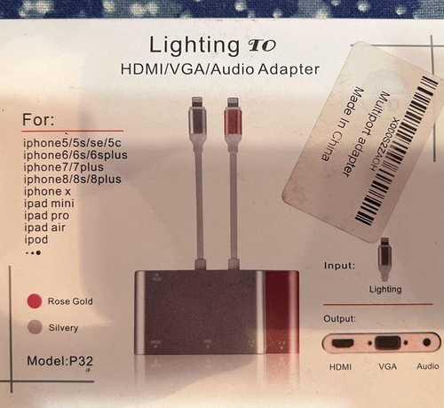 Адаптер hdmi/VGA/Audio для iPhone