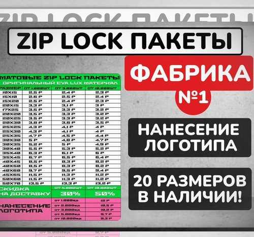 Пакеты zip lock с бегунком с нанесением лого 25х30