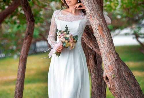 Свадебное платье кружевной верх