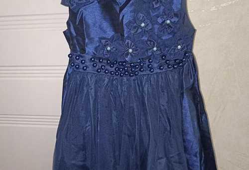 Нарядное платье для девочки 110 116 синее