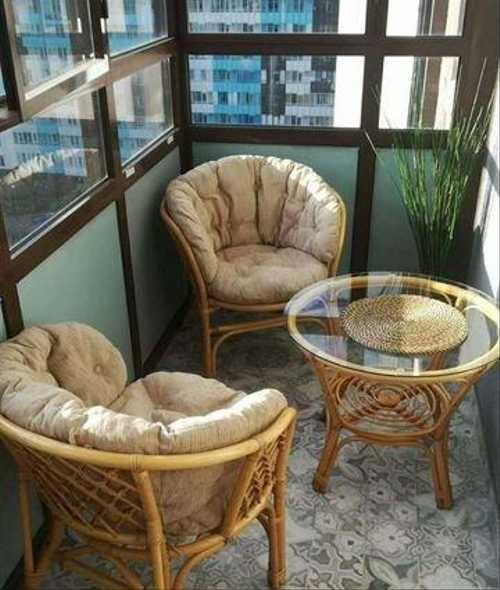 Мягкое кресло из ротанга на балкон лоджию веранду