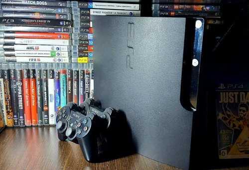 PS3 slim + игры+ 2 геймпада