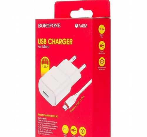 Зарядное устройство   каб. microUSB Borofone BA48A