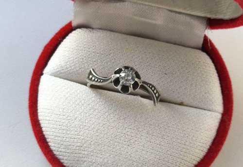 Серебряное кольцо женское СССР с фианитом