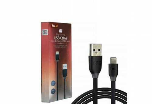 Кабель USB Lightning 1m 3A усиленный ISA черный с