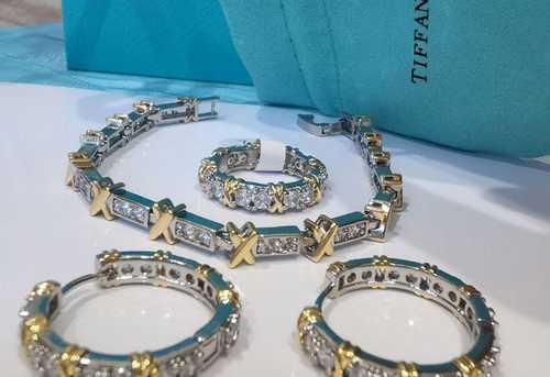Набор tiffany: кольцо, серьги, браслет