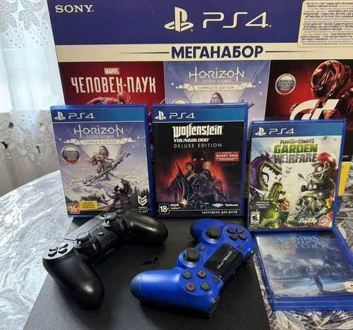 Sony playstation 4 slim 1 tb  4 игры