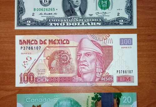 Банкноты Северная Америка, Канада, Мексика пресс