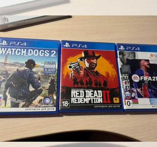 Red dead redemption 2, watch dogs 2, FIFA 21 ps4