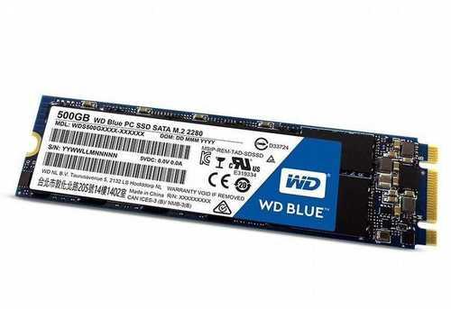WDS500G2B0B, Диск SSD WD Blue M.2 2280 500 гб SATA