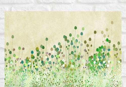 Картина арт с зелеными травами и кустарником
