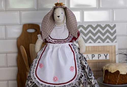 Текстильная кукла пакетница Зайка