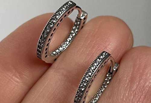 Серебряные серьги - кольца в стиле Pandora