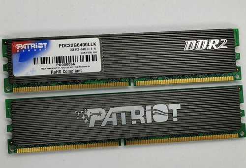 Оперативная память DDR2 2Gb Patriot 800MHz (2х1Gb)