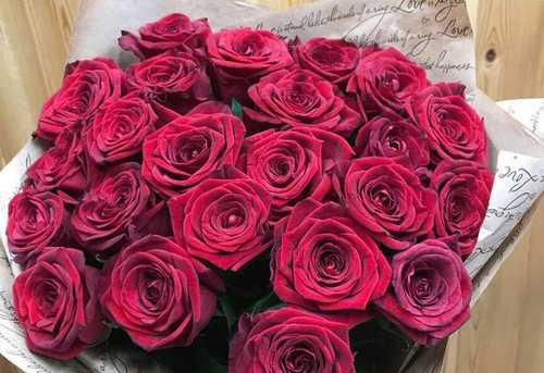 25 бордовых роз Доставка цветов Красная роза