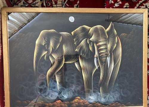 Картина, индийские слоны