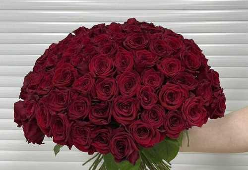 101 роза 60см красные бордовые розы