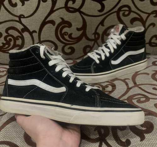 Зимние кеды Vans SK8 hi "Black White"