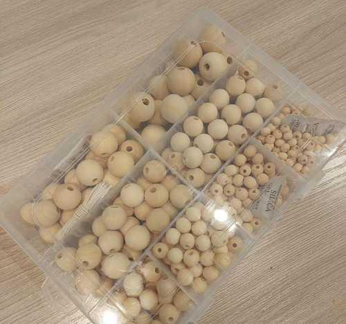 Бусины для рукоделия деревянные набор