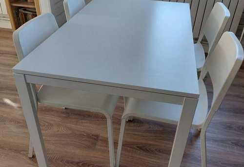 Кухонный стол IKEA белый и стулья бу