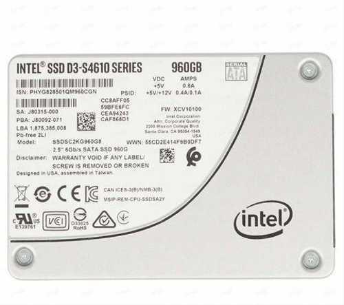 Серверный SSD накопитель Intel D3-S4610 960 гб