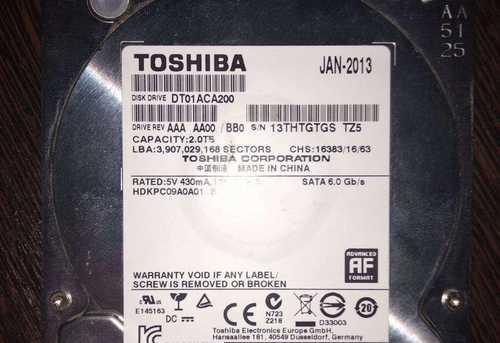 Жесткий диск HDD Toshiba 2 Tb под восстановление