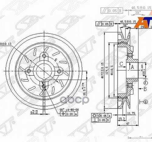 Шкив коленвала mitsubishi pajero 4D56 (один