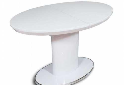Стол белый обеденный стекло раздвижной овал