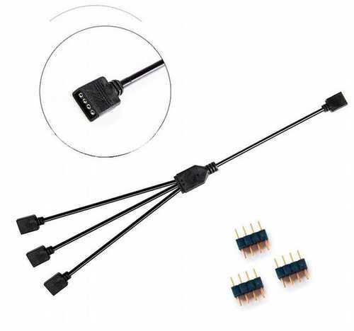 RGB разветвитель 1 в 3 черный 12v 4pin 30см