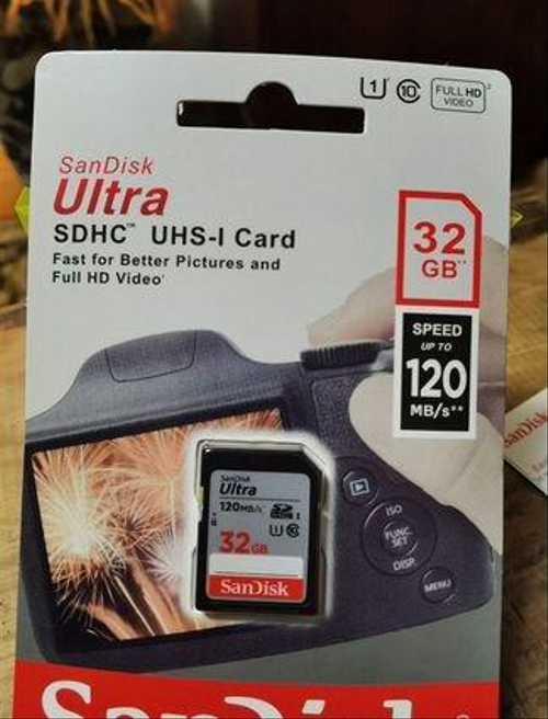 Память для фотоаппарата SanDisk Ultra sdhc 32 гб