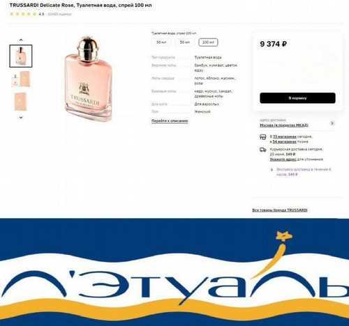 Trussardi Delicate rose 97 мл витрина