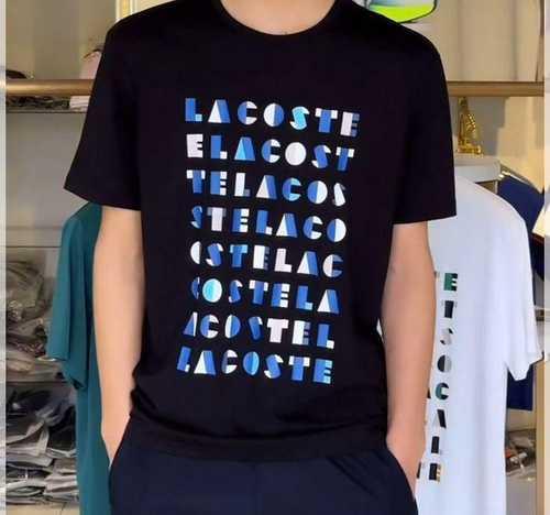 Черная мужская футболка lacoste