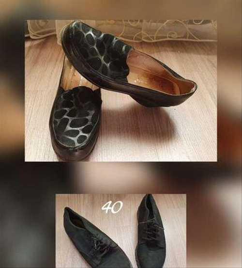 Туфли женские кожанные и нубук, размер 40