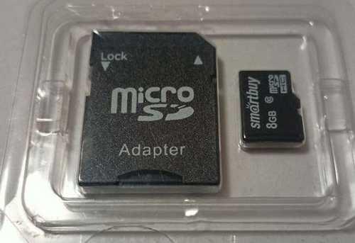 Флешка 8GB micro SD, с адаптером