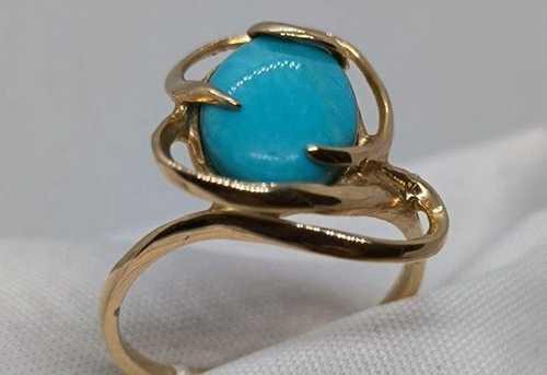 Золотое кольцо с бирюзой 585