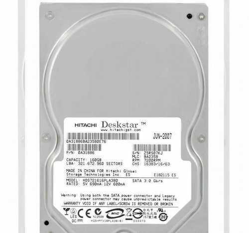 Жесткий диск Hitachi HDS721616PLA380 164Gb sataii