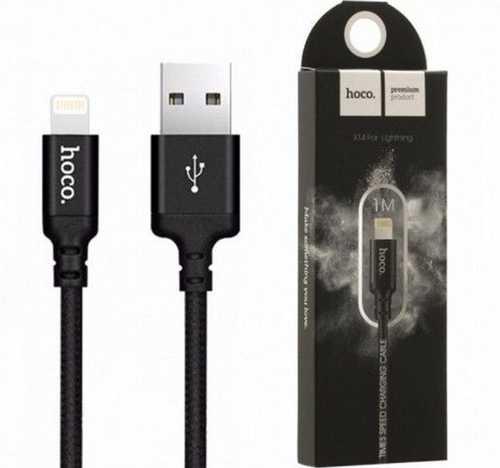 Кабель USB- lightning Hoco X14 2А ткань (черный) д