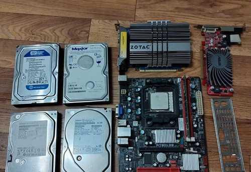 2 видеокарты, материнка, 4 HDD