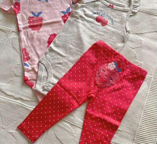 Новый летний костюм carters с малинками девочке