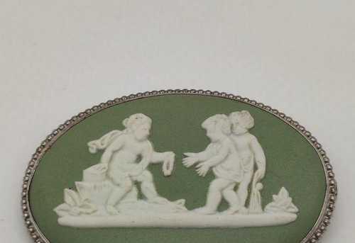 Брошь винтажная бисквит Веджвуд Wedgwood серебр