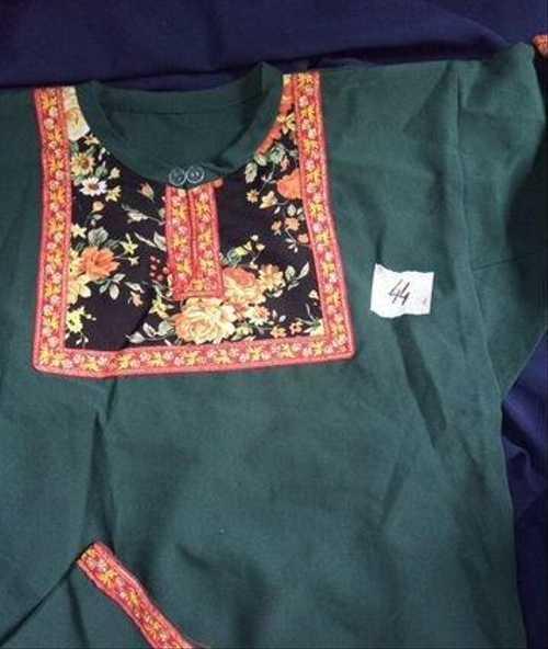 Темно-зеленая русская народная рубашка