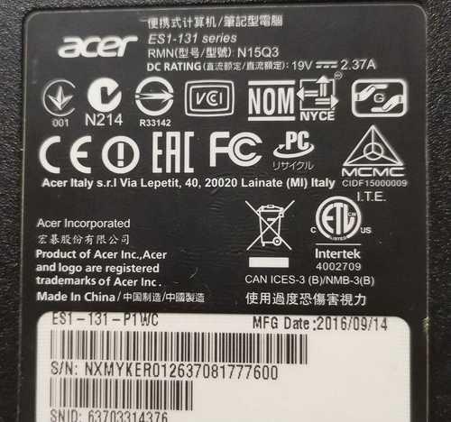 Acer aspire es1 131