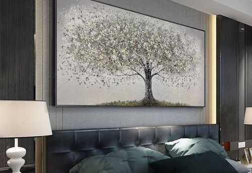 Картина на холсте обьемная "Дерево с камнями"