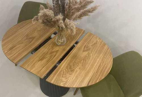 Раздвижной стол "Eco Steel" из шпона Дуба D90+25см