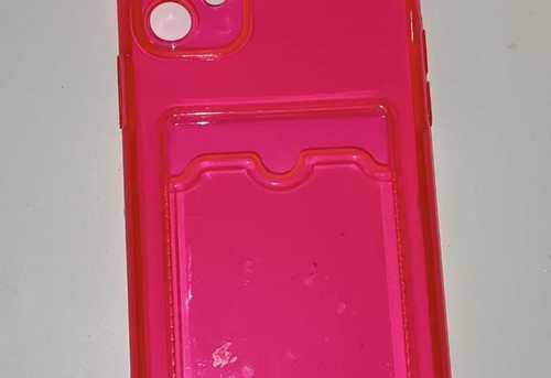Чехол на iPhone 11 прозрачно-розоаый, пластик