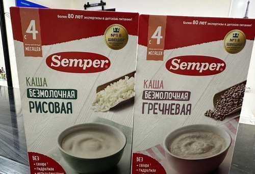 Каша безмолочная semper рисовая И гречневая новая