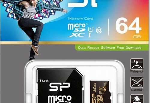 Карта MicroSD Silicon Power Elite Gold на 64GB