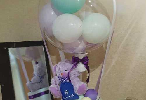 Шары deco bubbles, коробка- сюрприз, цветы в шаре