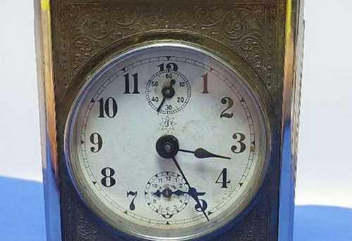 Антикварные каретные часы с будильником junghans
