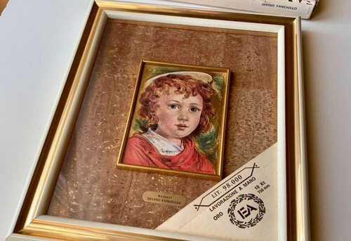 Картина миниатюра на золоте Италия винтаж